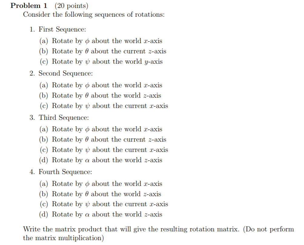 Solved Problem 1 (20 points) Consider the following | Chegg.com