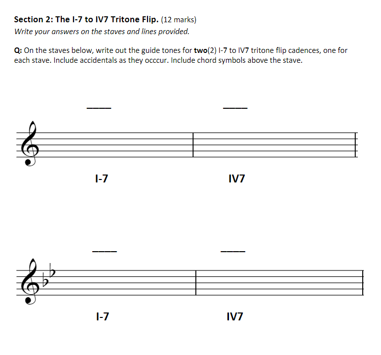 Section 2: The I-7 to IV7 Tritone Flip. (12 marks) | Chegg.com