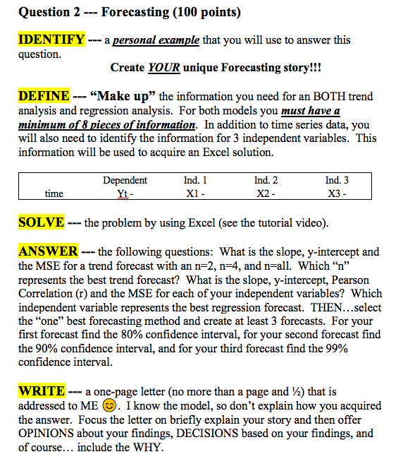 Question 2 --- Forecasting (100 points) IDENTIFY --- | Chegg.com