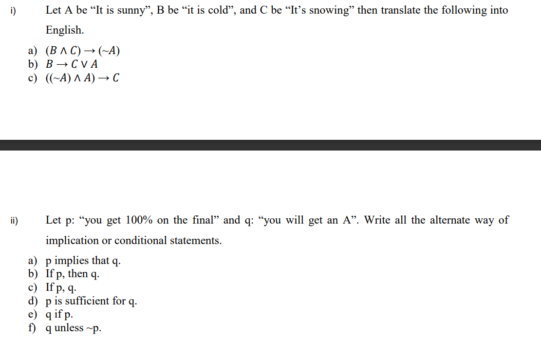 Solved Let A be "It is sunny", B be "it is cold", and C be | Chegg.com