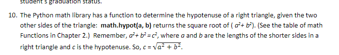 Solved student s graduation status. 10. The Python math | Chegg.com