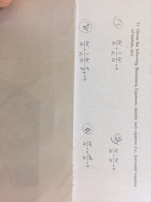 Solved Given the following Boussinesq Equations, identify | Chegg.com