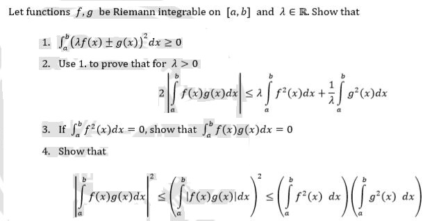 Solved Let functions fig be Riemann integrable on [a, b] and | Chegg.com