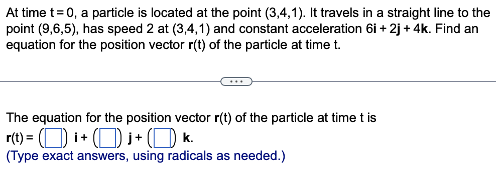 Solved At time t=0, a particle is located at the point | Chegg.com