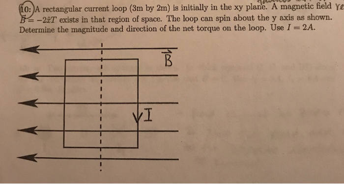 Solved 0:)A rectangular current loop (3m by 2m) is initially | Chegg.com
