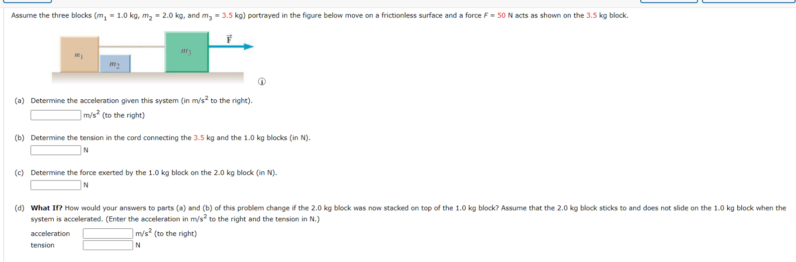 Solved Assume the three blocks (m1=1.0 kg,m2=2.0 kg, and | Chegg.com
