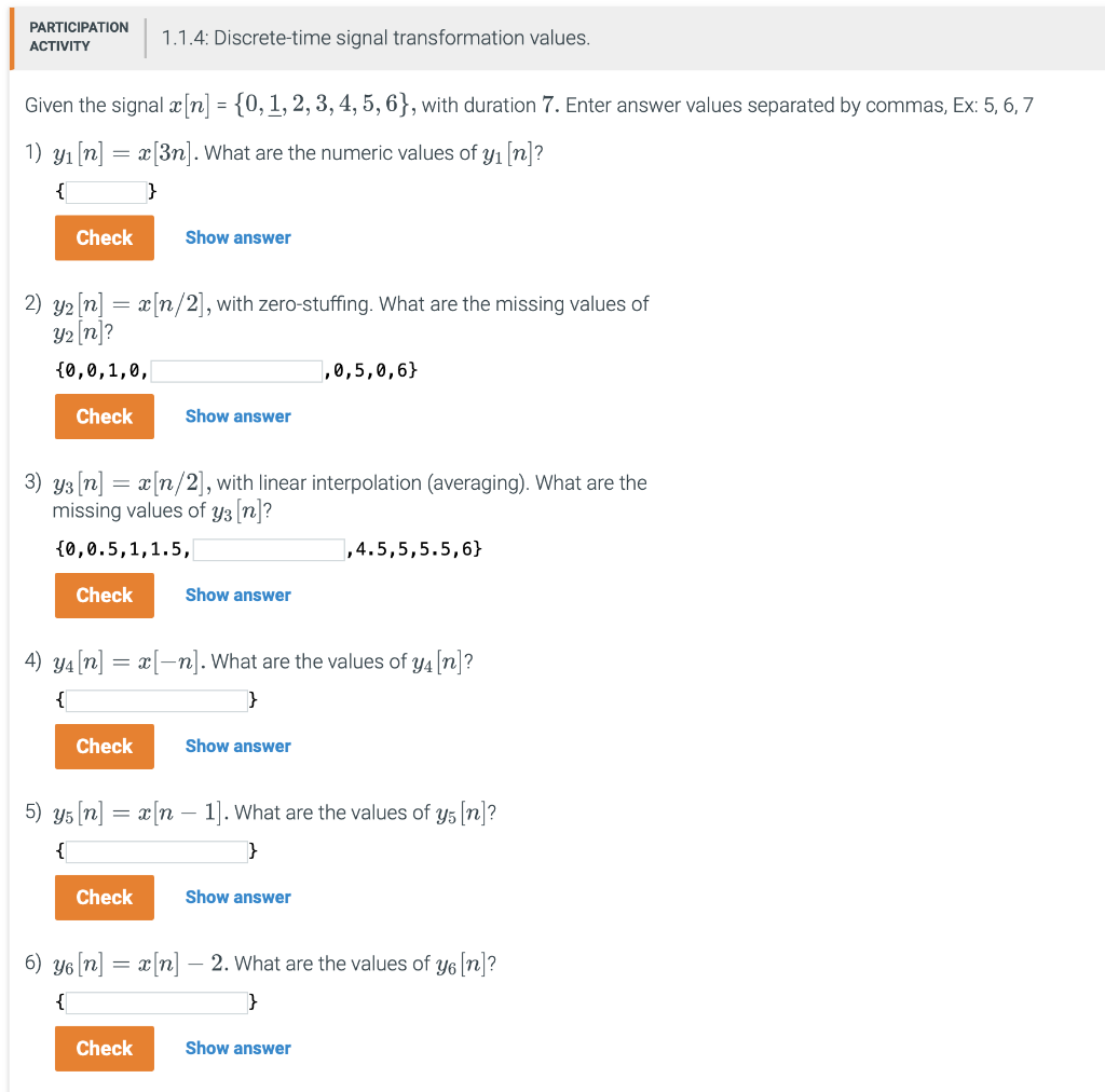 Solved PARTICIPATION ACTIVITY 1.1.3: Discrete-time signal | Chegg.com
