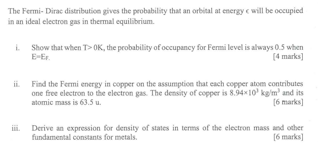 Solved The Fermi- Dirac distribution gives the probability | Chegg.com