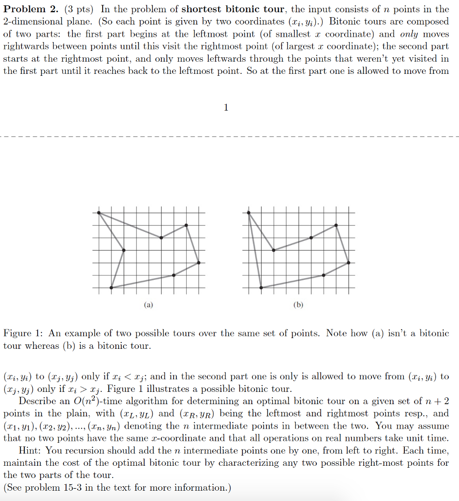 Problem 2. (3 pts) In the problem of shortest bitonic | Chegg.com