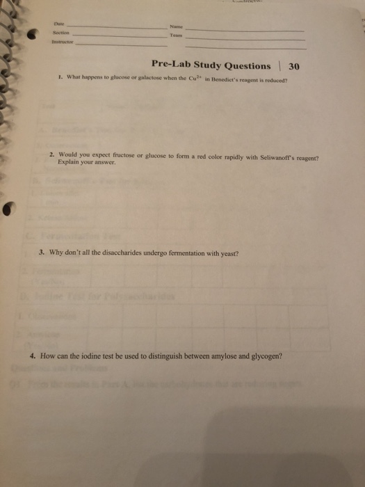 Solved Date Section Instrctor Name Pre-Lab Study Questions | Chegg.com