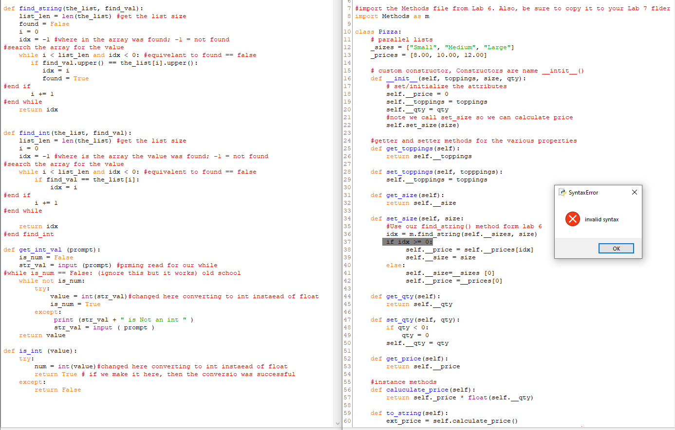 Solved Create a new Python file called Pizza and a new class | Chegg.com