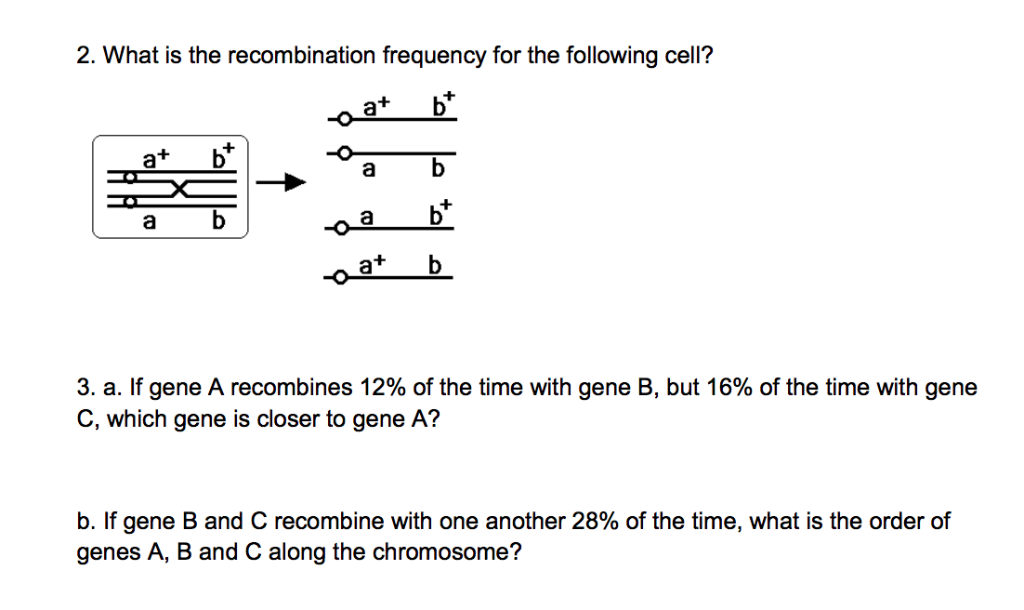 Solved 2. What is the recombination frequency for the | Chegg.com