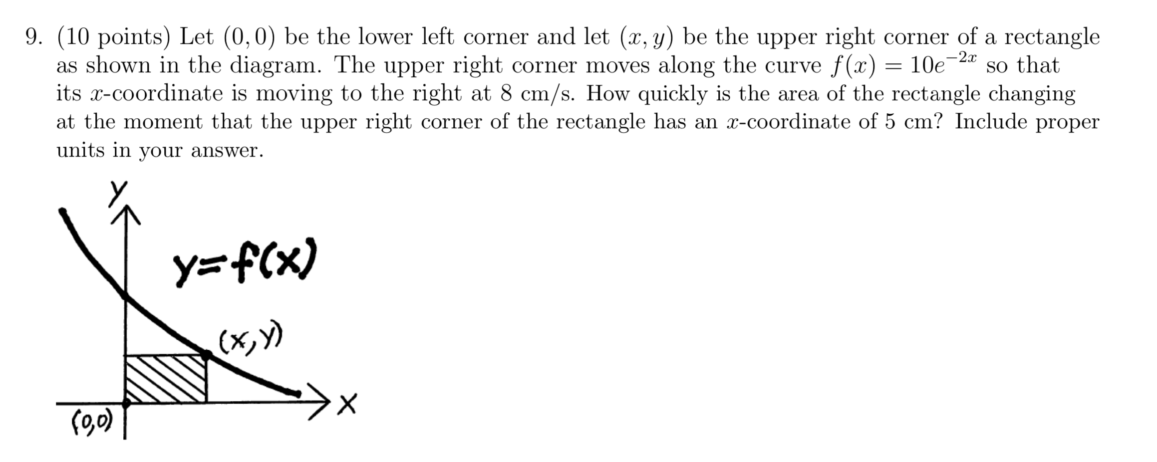 Solved 9. (10 points) Let (0,0) be the lower left corner and | Chegg.com