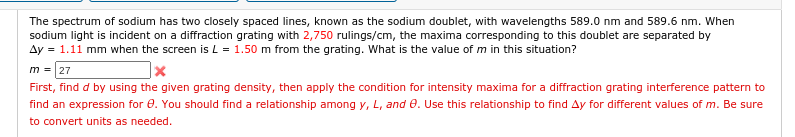 Solved The spectrum of sodium has two closely spaced lines, | Chegg.com