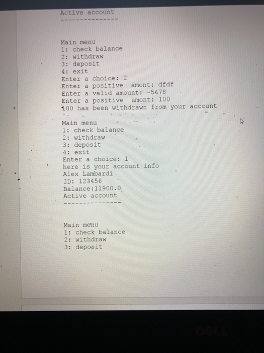 Solved CSC 15 Project #4 ATM machine: Create a program to | Chegg.com