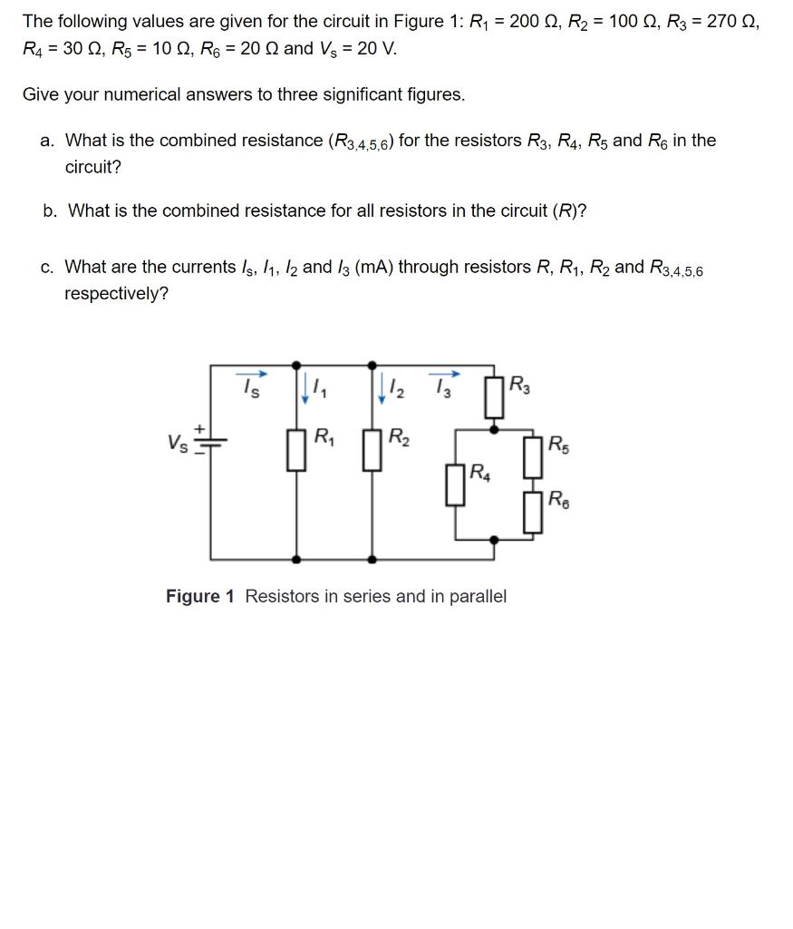 Solved The following values are given for the circuit in | Chegg.com