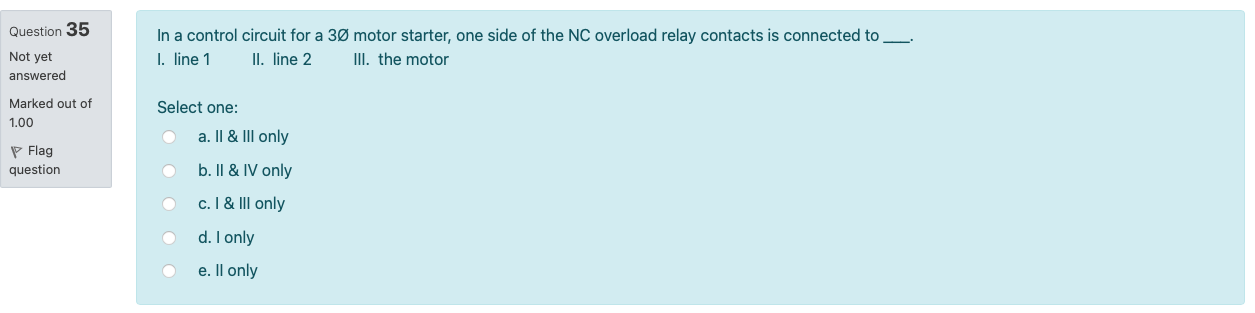 Solved Question 35 In a control circuit for a 30 motor | Chegg.com