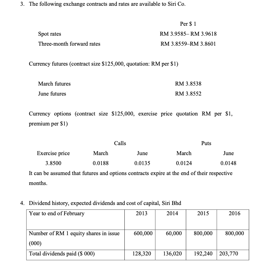 The following exchange contracts and rates are | Chegg.com