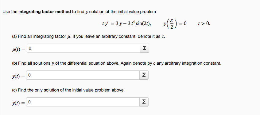 Solved Use the integrating factor method to find y solution | Chegg.com
