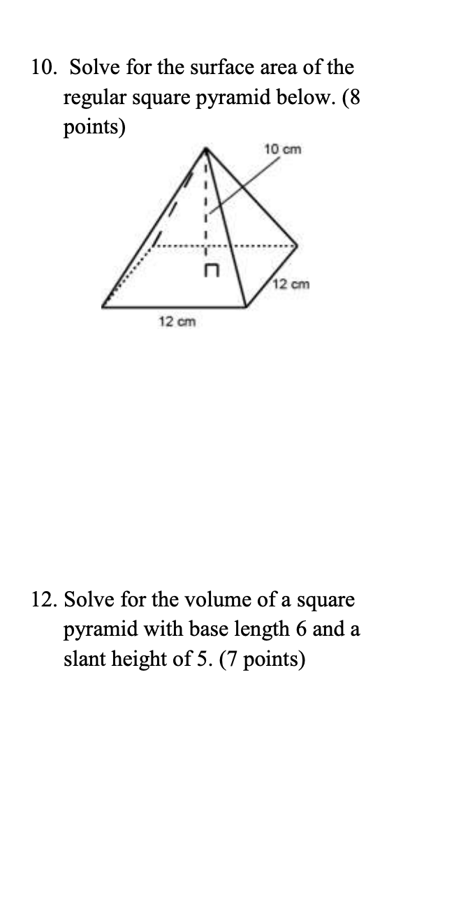 Solved 10. Solve for the surface area of the regular square | Chegg.com