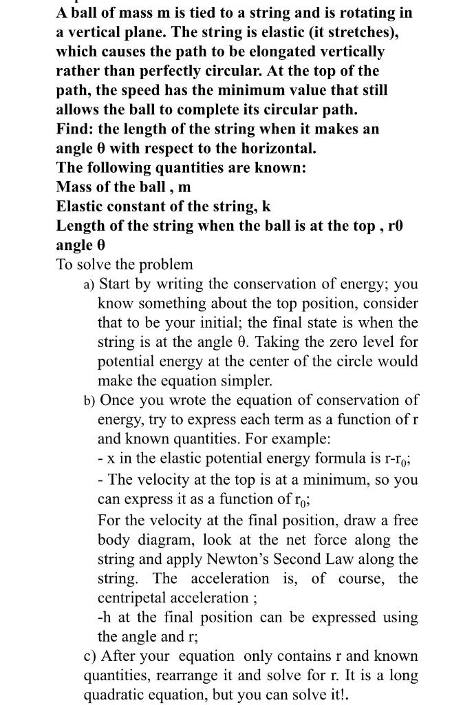 Solved A ball of mass m is tied to a string and is rotating | Chegg.com