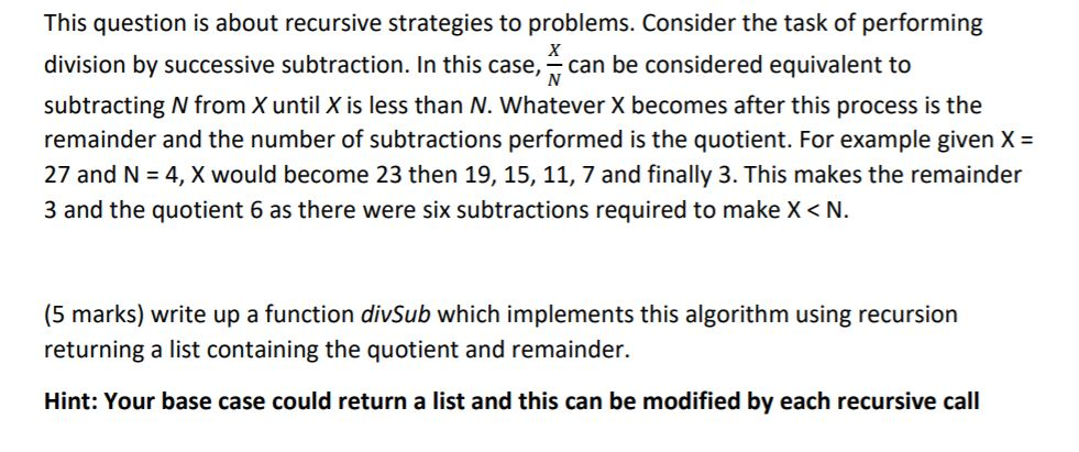 Solved This question is about recursive strategies to | Chegg.com