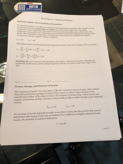 Solved Svu Worksher s- Rotational Motion Constant Angular | Chegg.com
