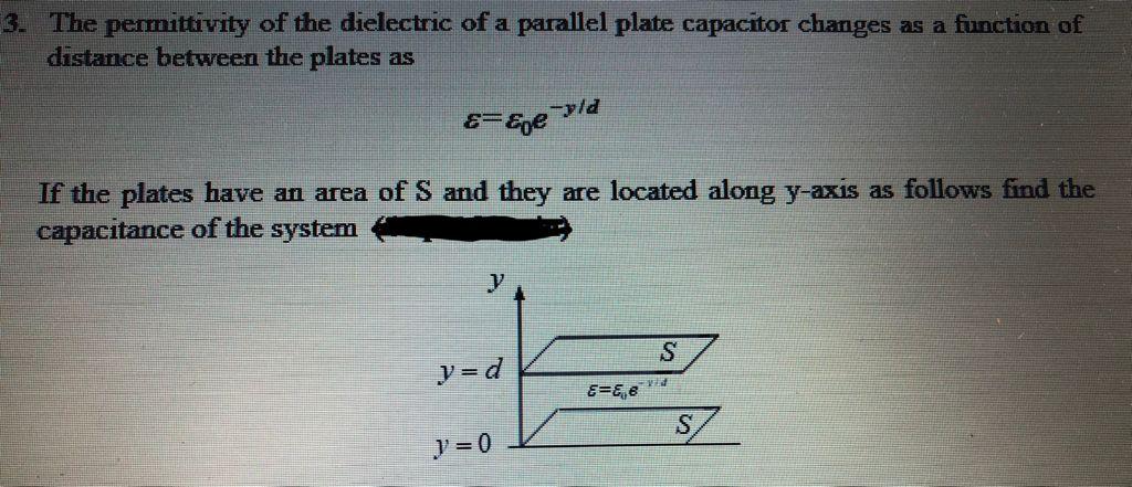 Solved 3. The permittivity of the dielectric of a parallel | Chegg.com