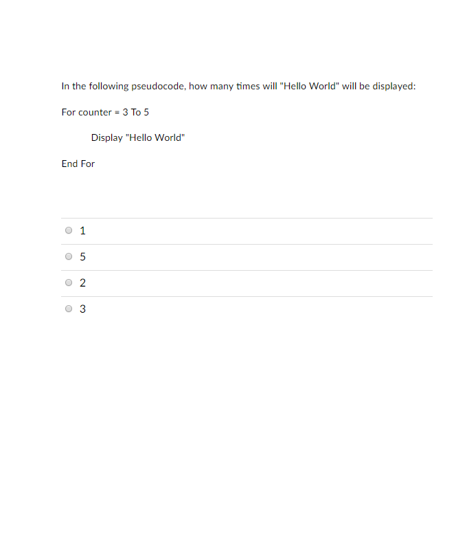 Solved In the following pseudocode, how many times will | Chegg.com
