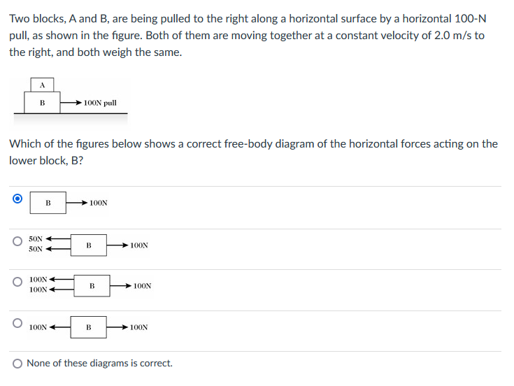 Solved Two blocks, A and B, are being pulled to the right | Chegg.com