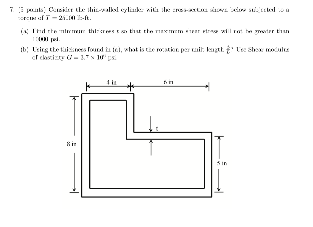 Solved 7 5 Points Consider The Thin Walled Cylinder With