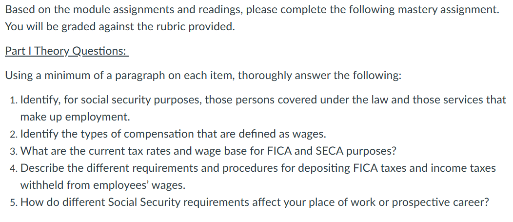 Based on the module assignments and readings, please | Chegg.com