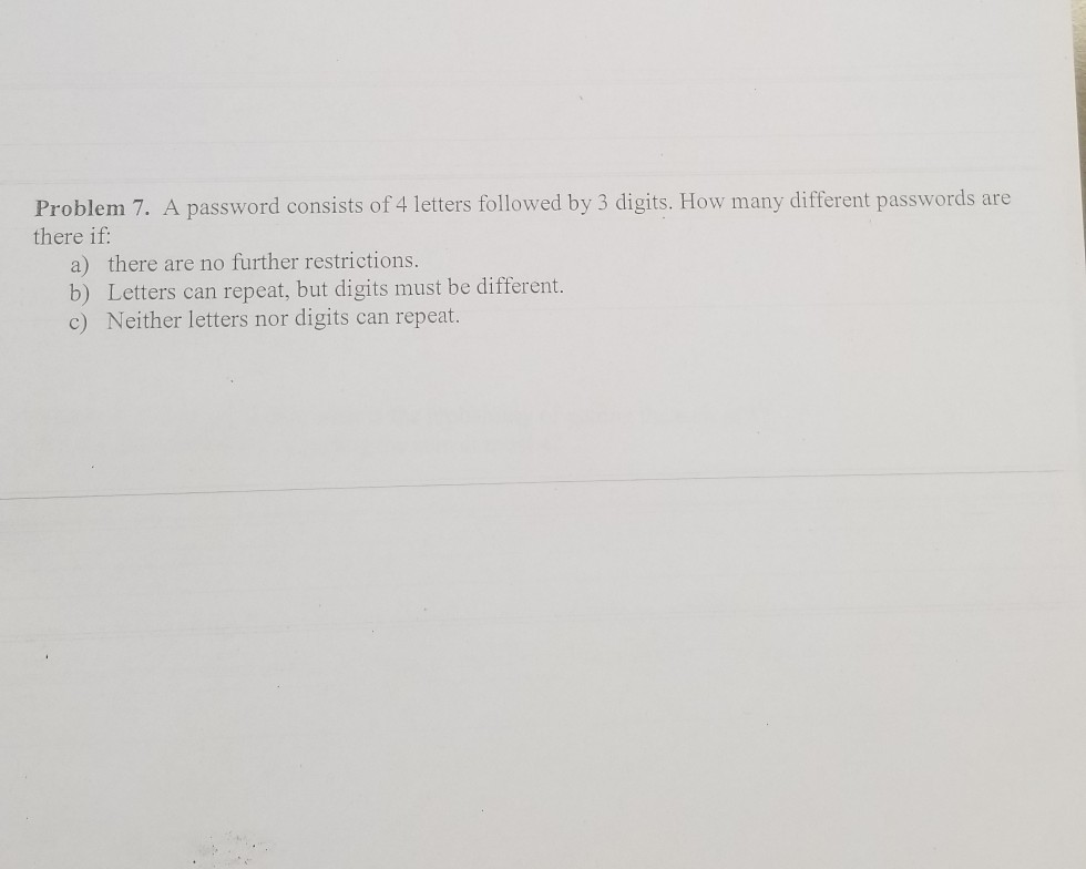 Solved Problem 7. A password consists of 4 letters followed | Chegg.com