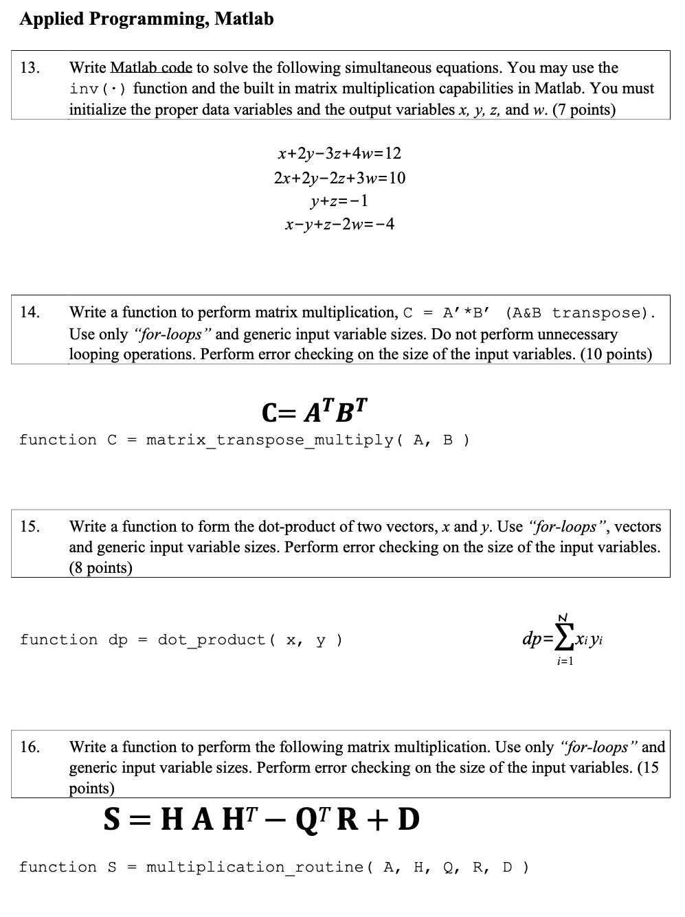 Solved Applied Programming Matlab 13 Write Matlab Code To