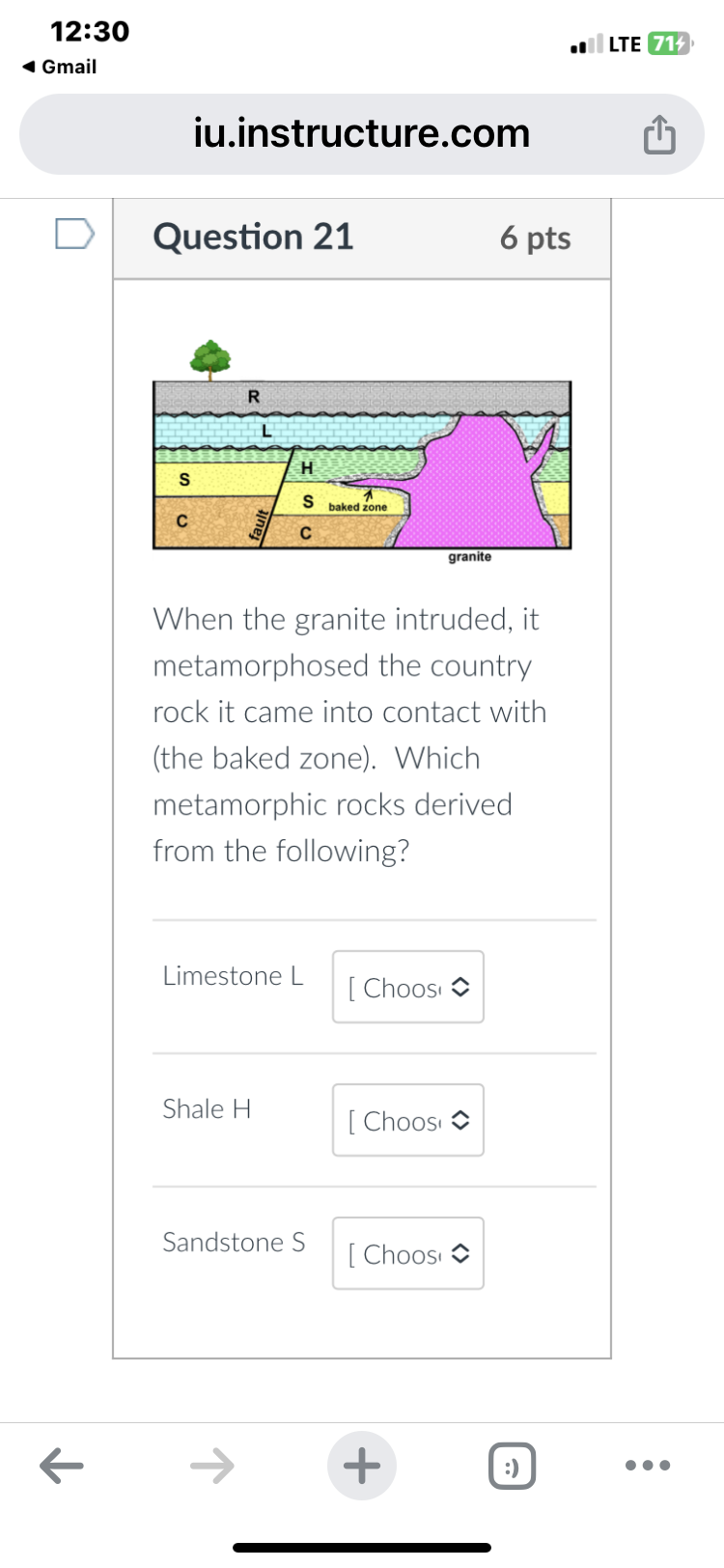 Solved When the granite intruded, it metamorphosed the | Chegg.com