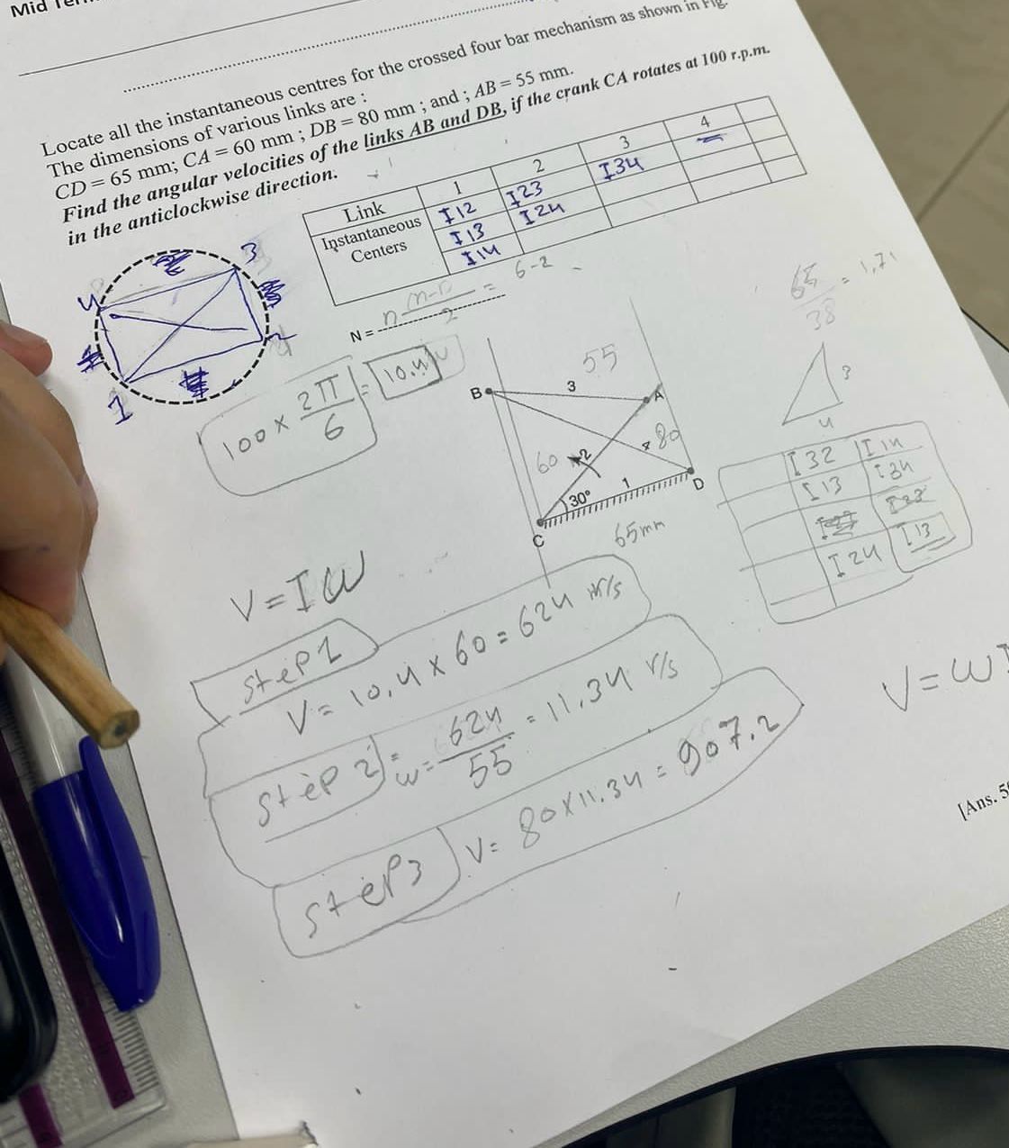 Solved 1. ﻿Locate all the instantaneous centers for the | Chegg.com
