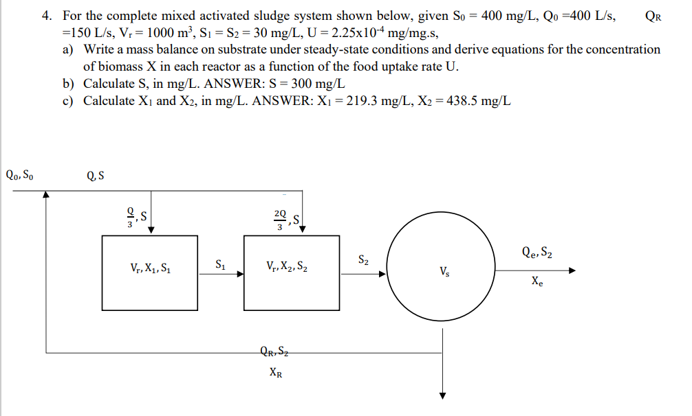 Solved Show work!For the complete mixed activated sludge | Chegg.com