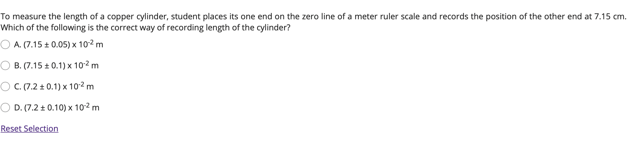 Solved To measure the length of a copper cylinder, student | Chegg.com