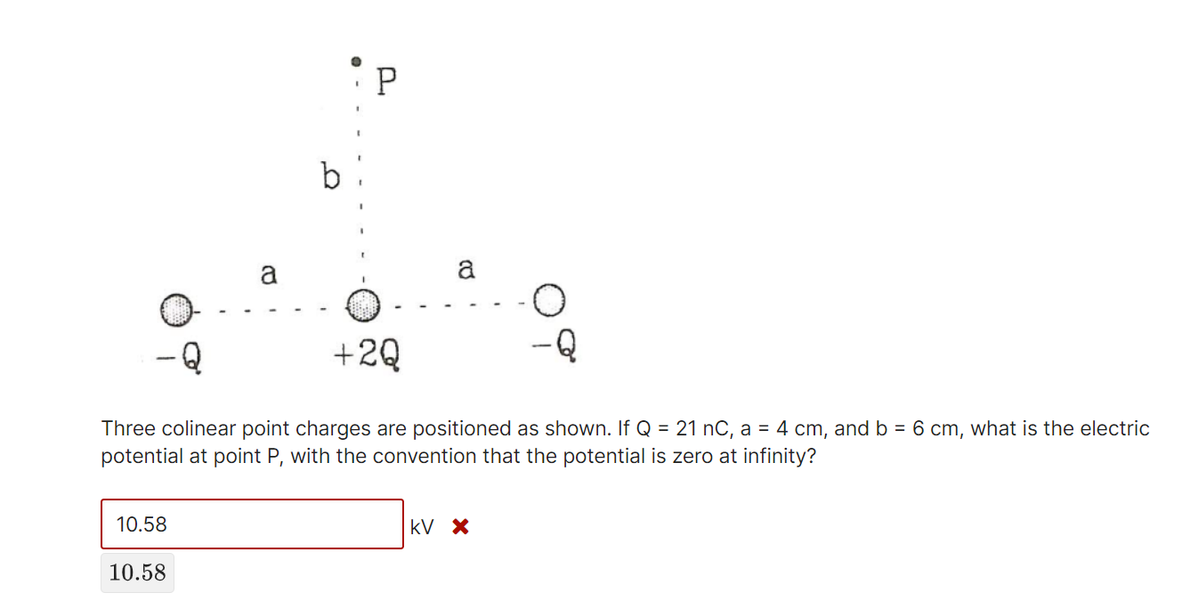 Solved P CO a a +2Q Three colinear point charges are | Chegg.com