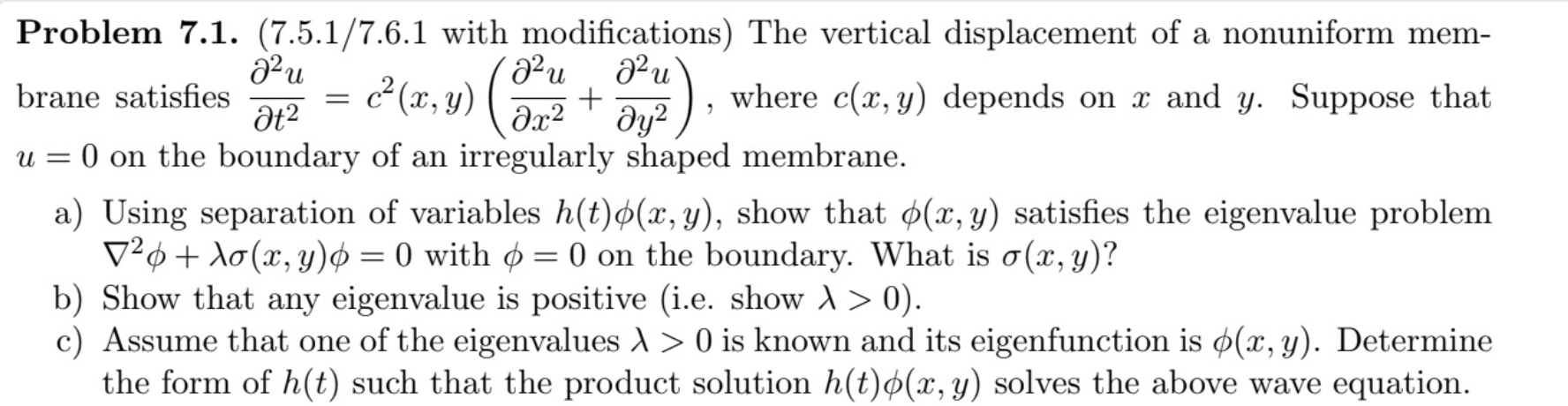 Solved Problem 7.1. (7.5.1/7.6.1 ﻿with modifications) ﻿The | Chegg.com