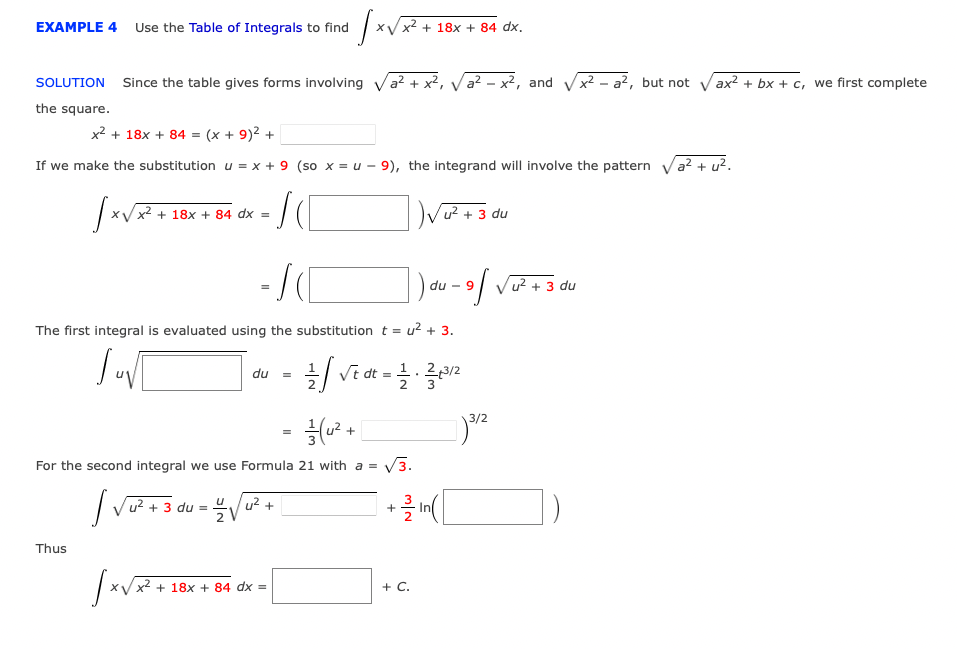 Solved EXAMPLE 4 Use the Table of Integrals to find √x√x² x² | Chegg.com