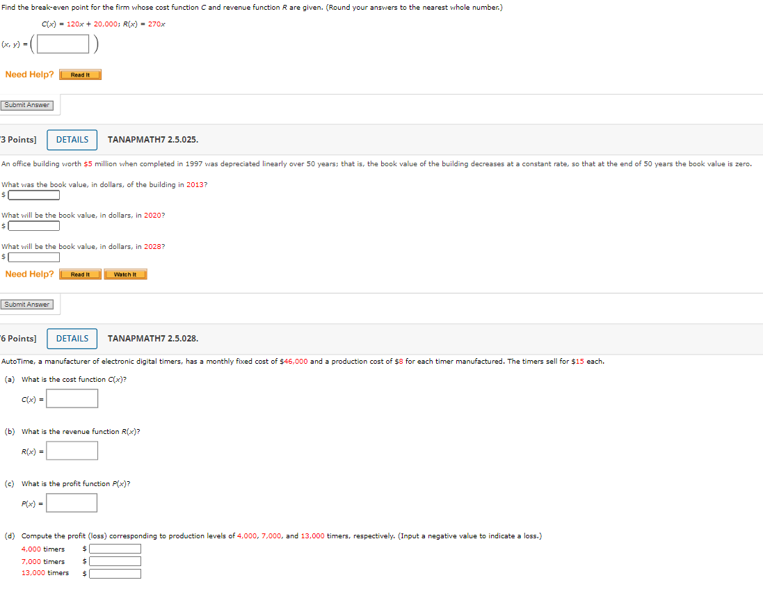 Solved Find the break-even point for the firm whose cost | Chegg.com