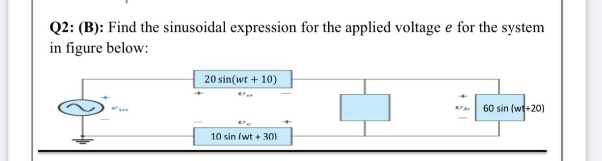 Solved Q2: (B): Find the sinusoidal expression for the | Chegg.com