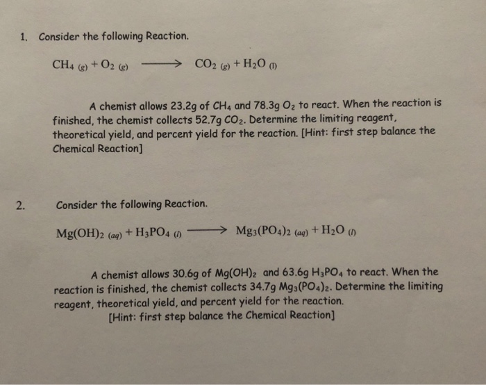 Solved ch4(g)+o2(g) -> co2(g)+h2o(l) a chemist allows 23.2g | Chegg.com