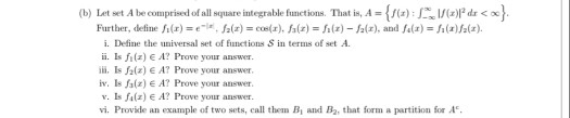 Solved Let set A be comprised of all square integrable | Chegg.com