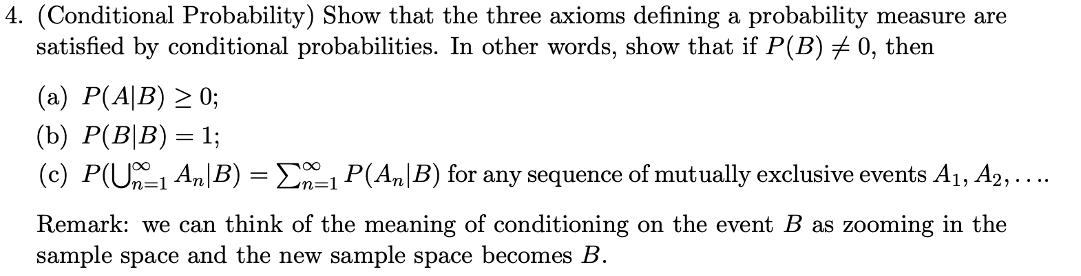 Solved 4. (Conditional Probability) Show that the three | Chegg.com