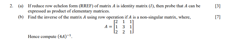Solved [3] [7] 2. (a) If reduce row echelon form (RREF) of | Chegg.com