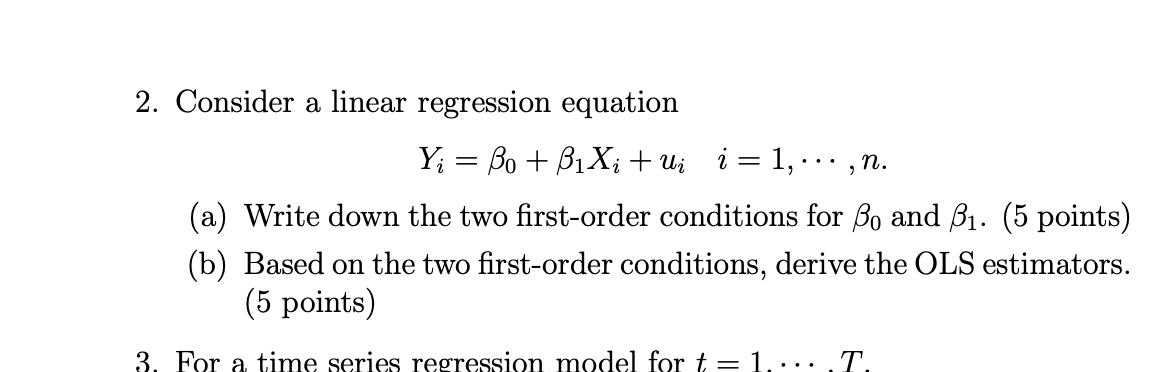 Solved ,n. 2. Consider a linear regression equation Yį = Bo | Chegg.com