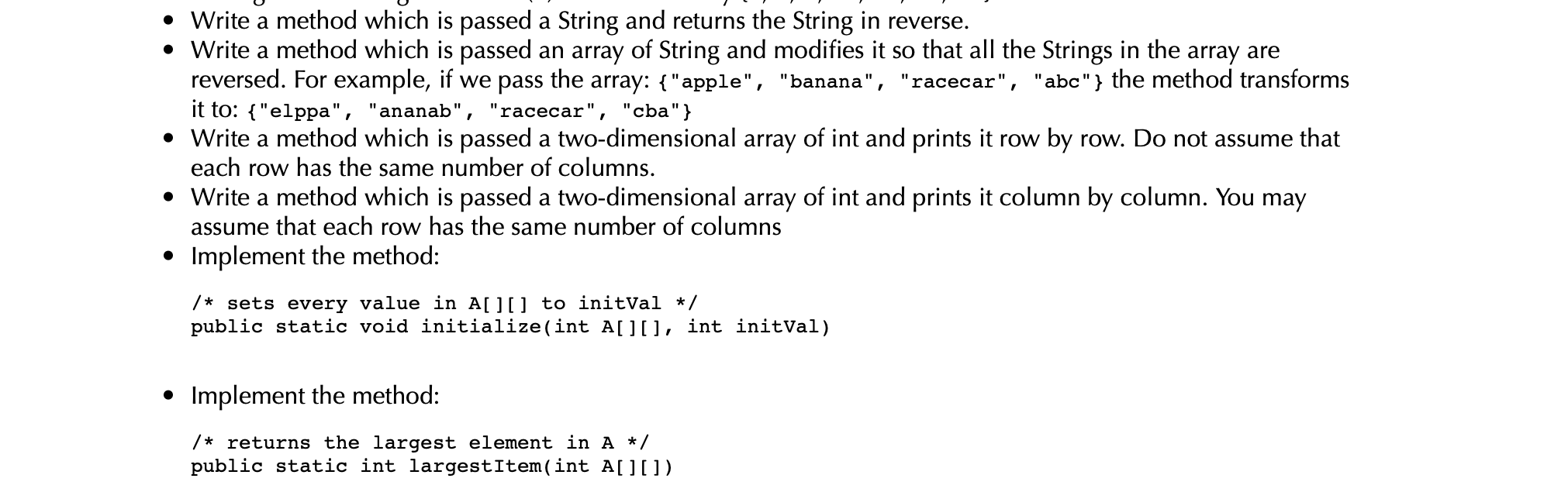 Solved Hi, could you please write the following methods | Chegg.com