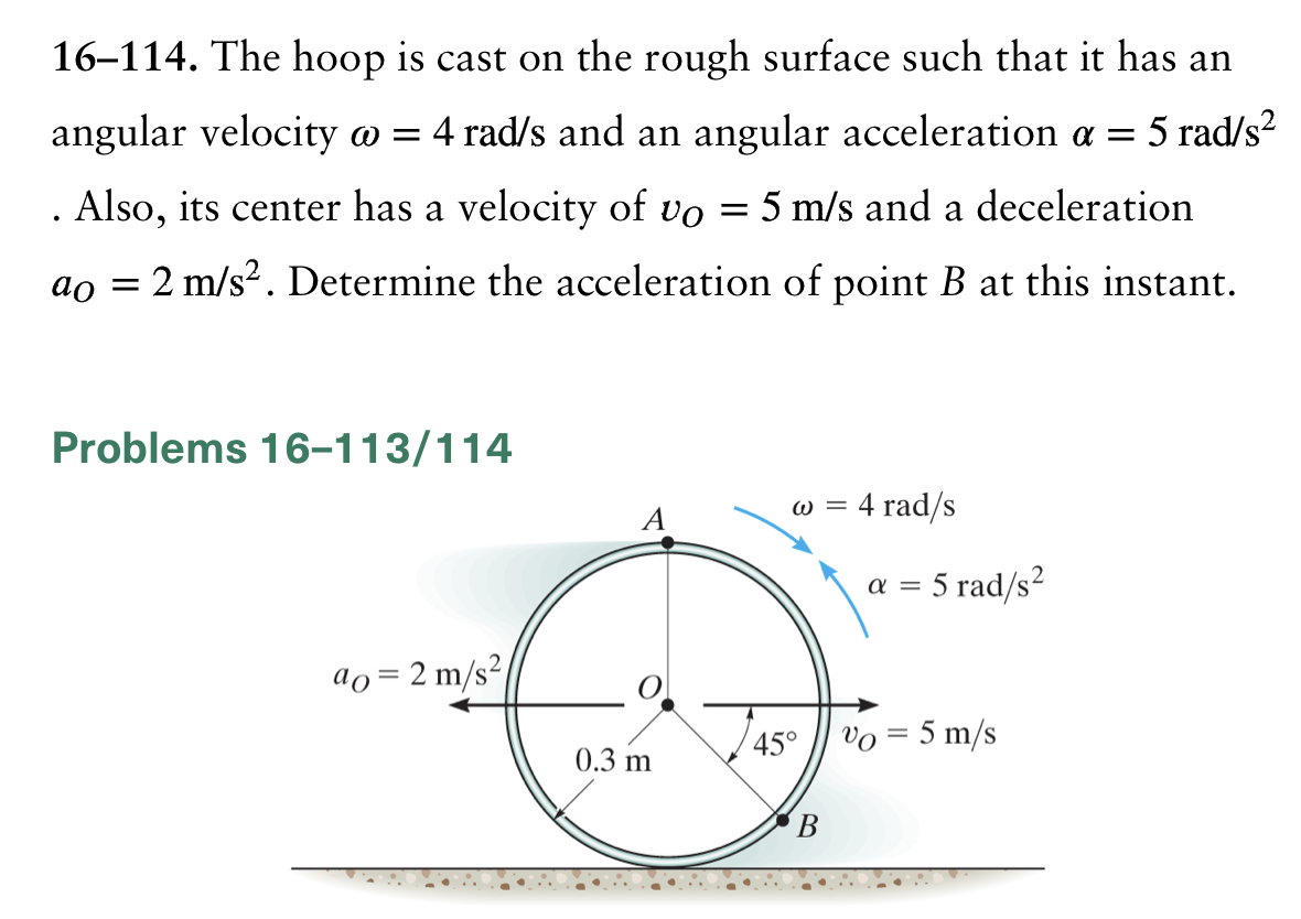 Solved 16-114. ﻿The hoop is cast on the rough surface such | Chegg.com